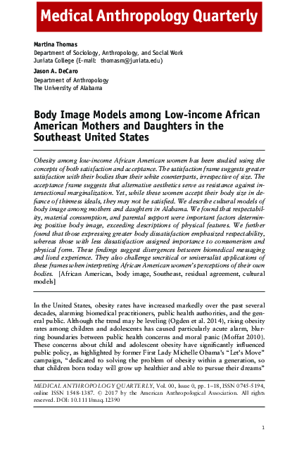 (PDF) Body Image Models among Low-income African American Mothers and ...
