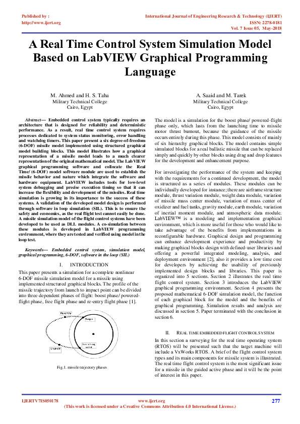 (PDF) A Real Time Control System Simulation Model Based on LabVIEW Graphical Programming Language