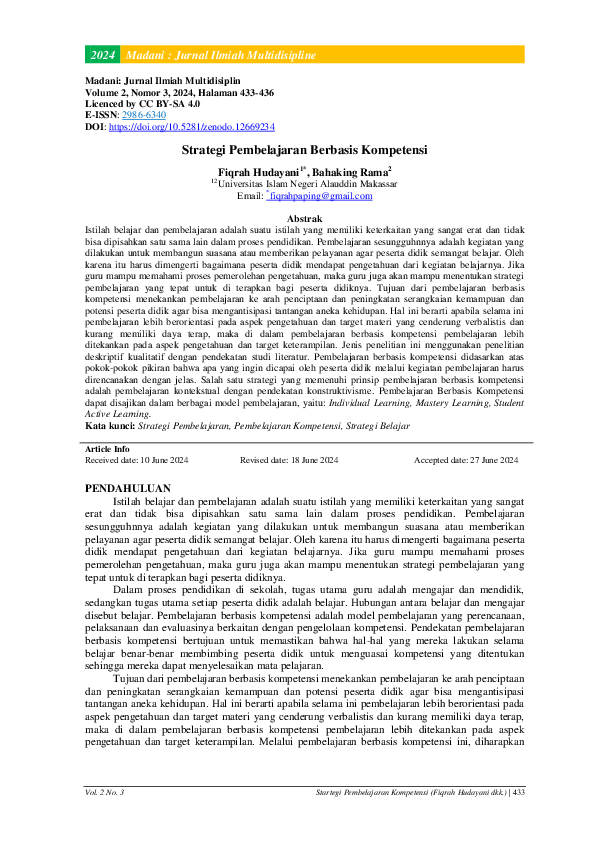 (PDF) Strategi Pembelajaran Berbasis Kompetensi