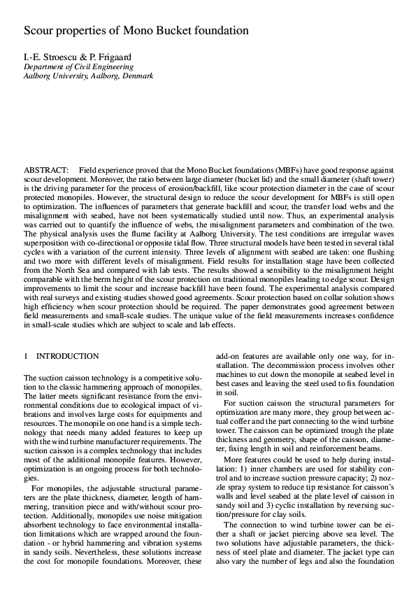 (PDF) Scour properties of mono bucket foundation