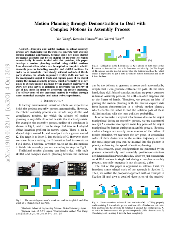 (PDF) Motion Planning through Demonstration to Deal with Complex ...