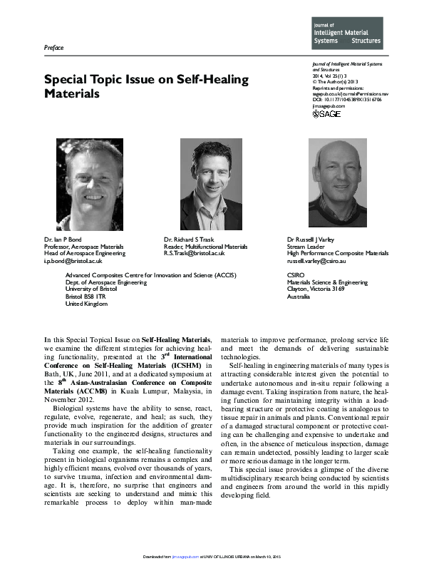 (PDF) Special Topic Issue on Self-Healing Materials