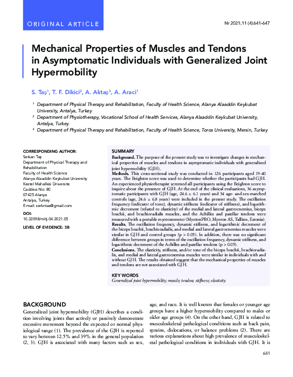 (PDF) Mechanical Properties of Muscles and Tendons in Asymptomatic ...