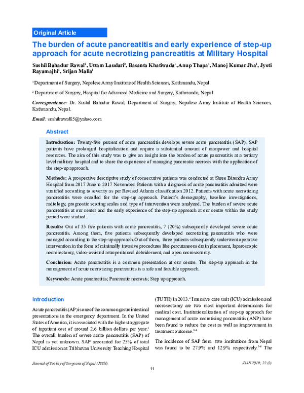 (PDF) The burden of acute pancreatitis and early experience of step-up ...