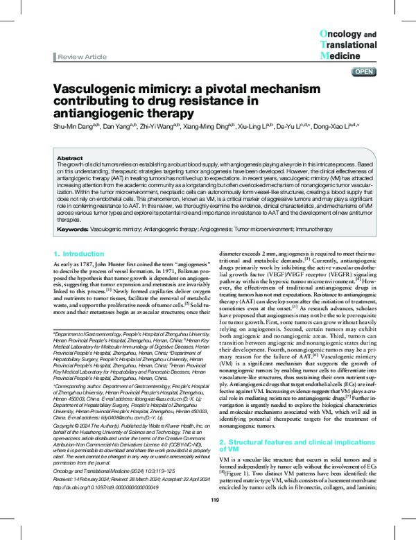 (PDF) Vasculogenic mimicry: a pivotal mechanism contributing to drug resistance in ...