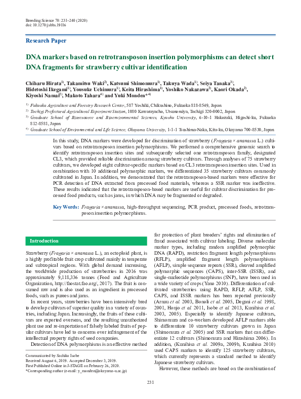(PDF) DNA markers based on retrotransposon insertion polymorphisms can ...