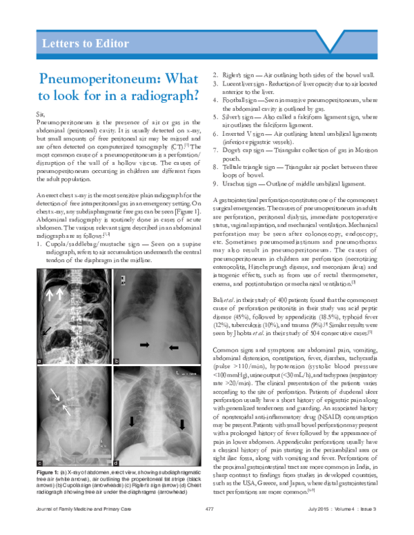 (PDF) Pneumoperitoneum: What to look for in a radiograph?