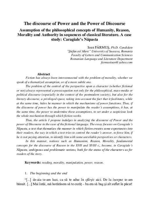 (PDF) The discourse of Power and the Power of Discourse Assumption of ...