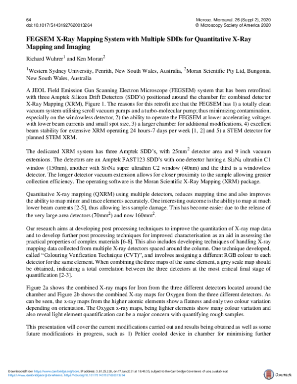 (PDF) FEGSEM X-Ray Mapping System with Multiple SDDs for Quantitative X-Ray Mapping and Imaging ...