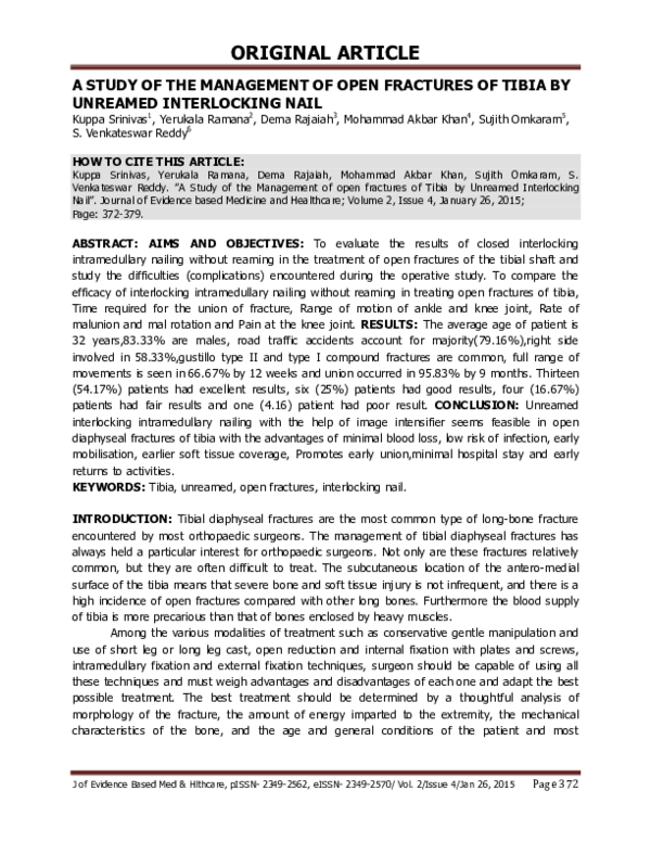 (PDF) A Study of the Management of Open Fractures of Tibia by Unreamed ...