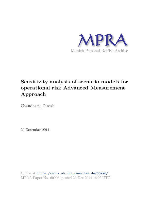 (PDF) Sensitivity analysis of scenario models for operational risk ...