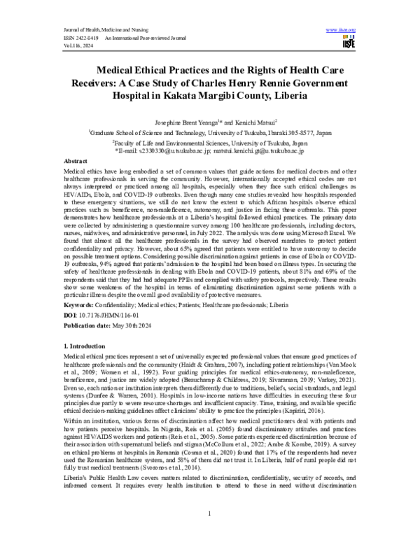 (PDF) Medical Ethical Practices and the Rights of Health Care Receivers ...