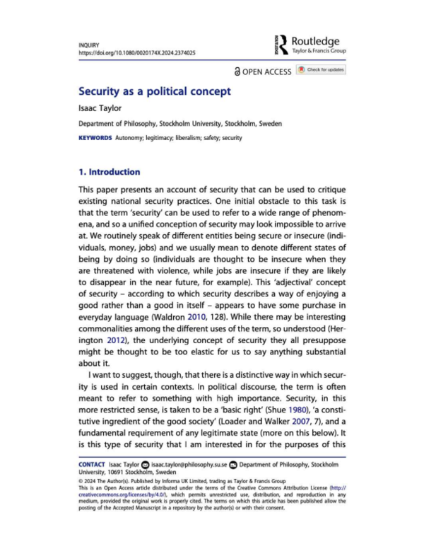 (PDF) Security as a Political Concept
