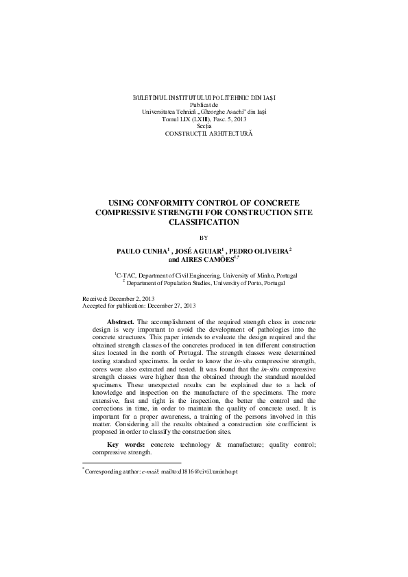 Pdf Using Conformity Control Of Concrete Compressive Strength For Construction Site Classification