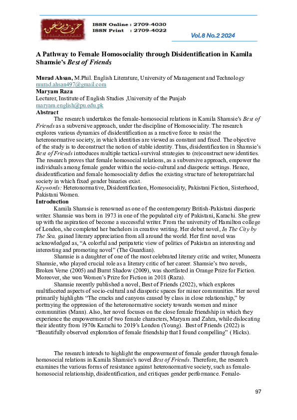 (PDF) A Pathway to Female Homosociality through Disidentification in ...