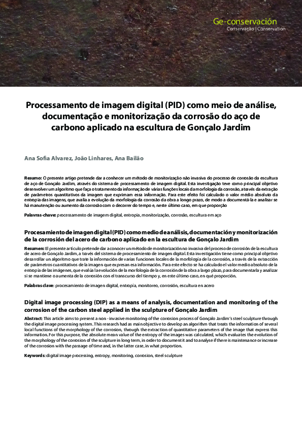(PDF) Procesamiento de imagen digital (PID) como medio de análisis, documentación y ...