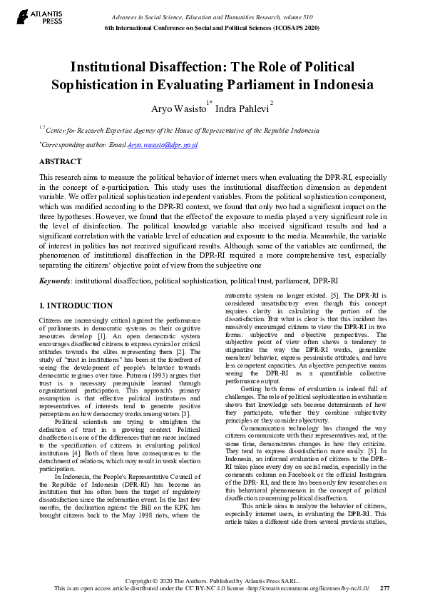 (PDF) Institutional Disaffection: The Role of Political Sophistication ...