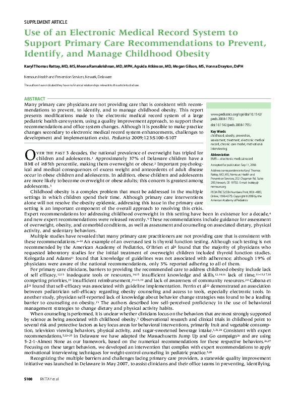 (PDF) Use of an Electronic Medical Record System to Support Primary ...
