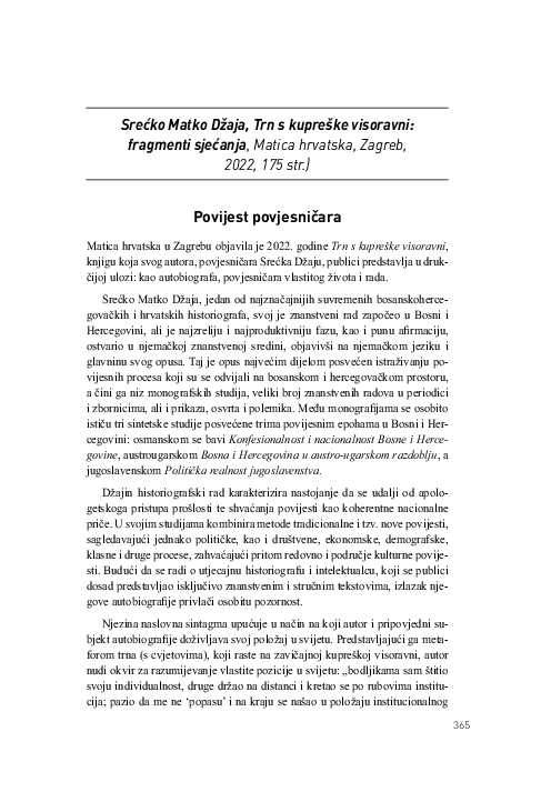(PDF) Povijest povjesničara (Srećko Matko Džaja, Trn s kupreške ...