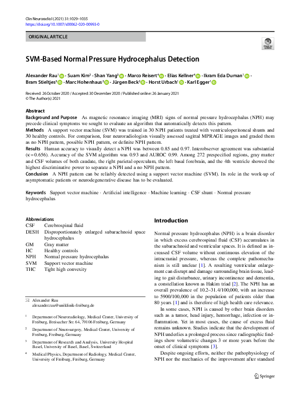 (PDF) SVM-Based Normal Pressure Hydrocephalus Detection