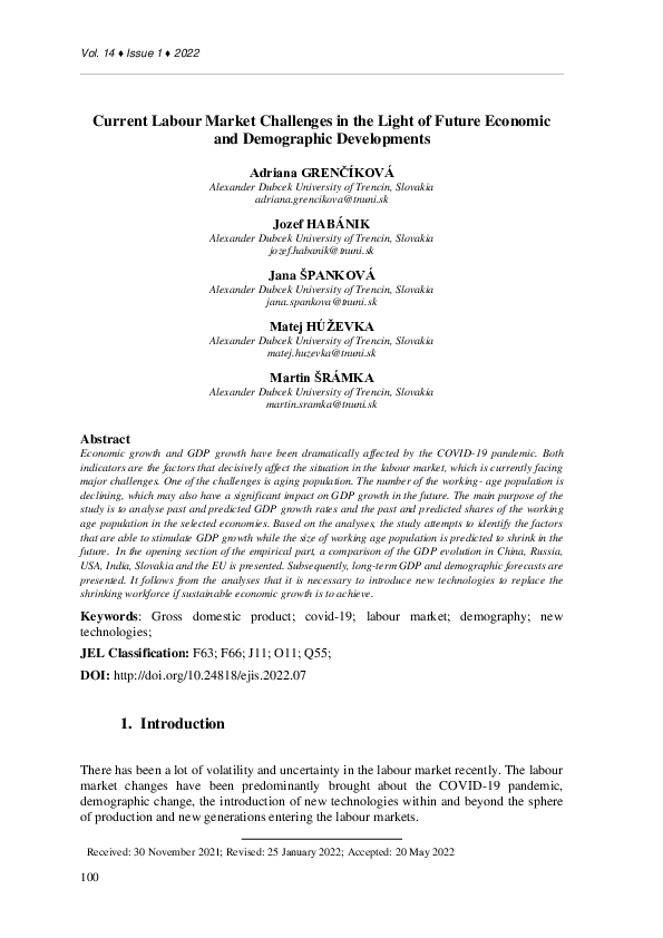 (PDF) Current Labour Market Challenges in the Light of Future Economic ...