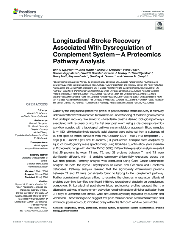 (PDF) Longitudinal Stroke Recovery Associated With Dysregulation of ...