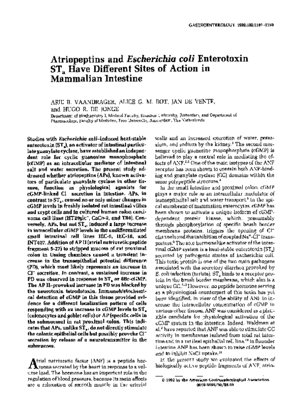 (PDF) Atriopeptins and Escherichia coli enterotoxin STa have different ...