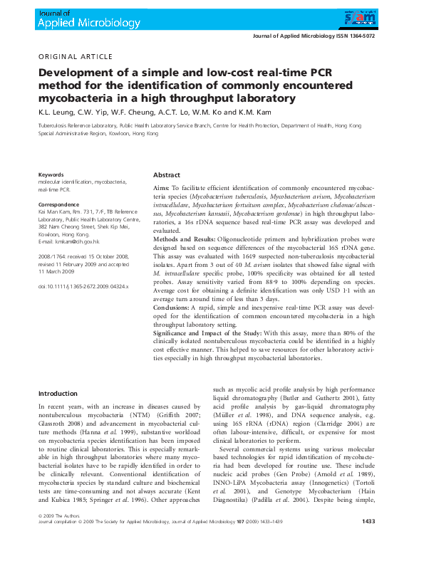 (PDF) Development of a simple and low-cost real-time PCR method for the ...