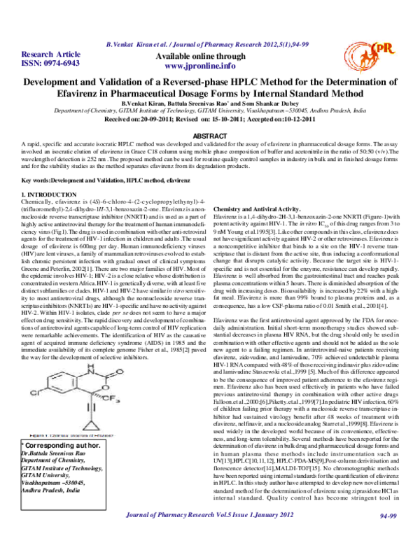(PDF) Development and Validation of a Reversed-phase HPLC Method for the Determination of ...