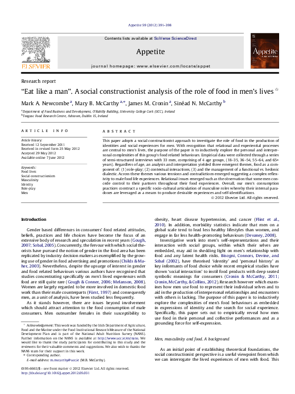(PDF) “Eat like a man”. A social constructionist analysis of the role ...