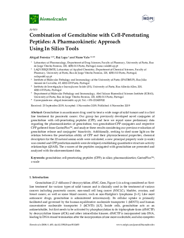 (PDF) Combination of Gemcitabine with Cell-Penetrating Peptides: A Pharmacokinetic Approach ...
