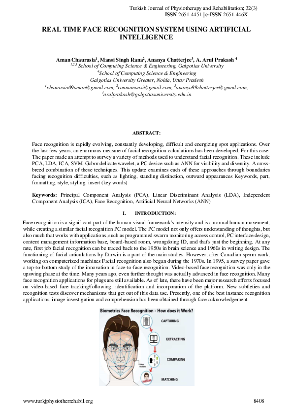 Pdf Real Time Face Recognition System Using Artificial Intelligence