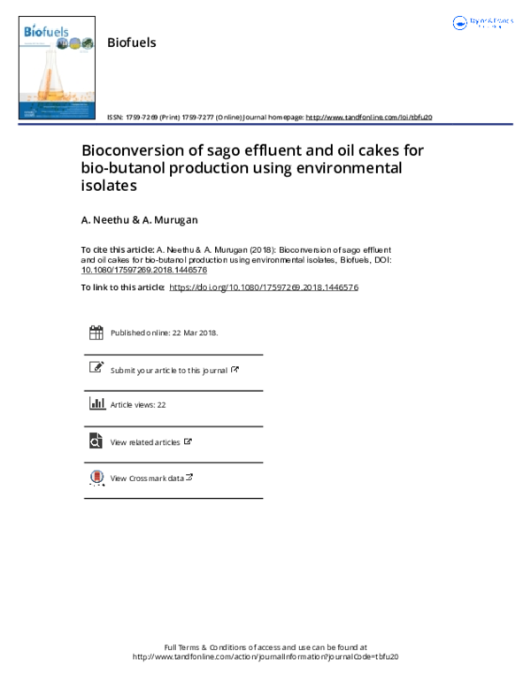 (PDF) Bioconversion of sago effluent and oil cakes for bio-butanol ...
