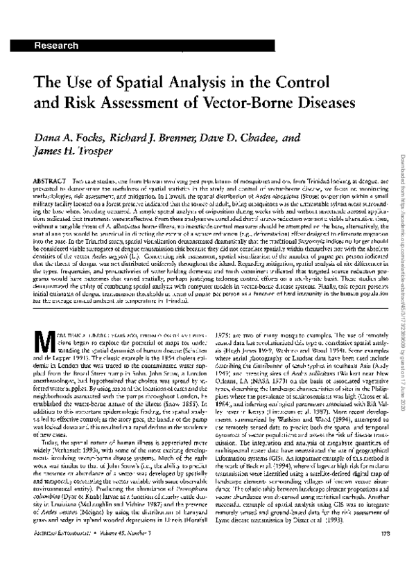 (PDF) The Use of Spatial Analysis in the Control and Risk Assessment of ...
