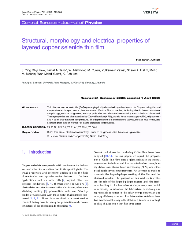 (PDF) Structural, morphology and electrical properties of layered ...