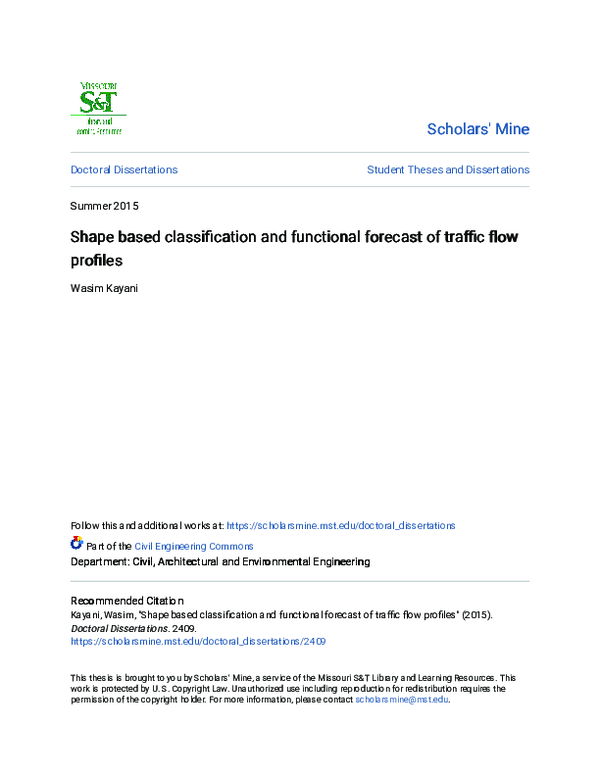(PDF) Shape based classification and functional forecast of traffic flow profiles