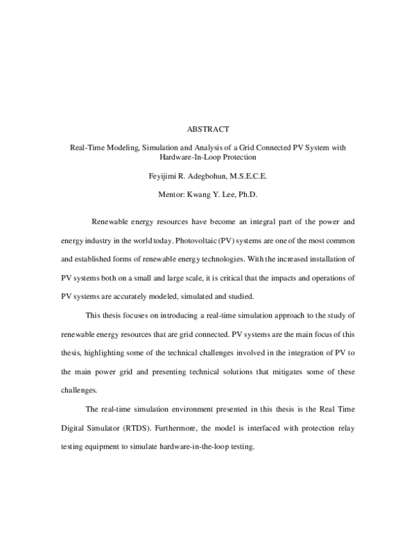 (PDF) Real-time modeling, simulation and analysis of a grid connected PV system with hardware-in ...