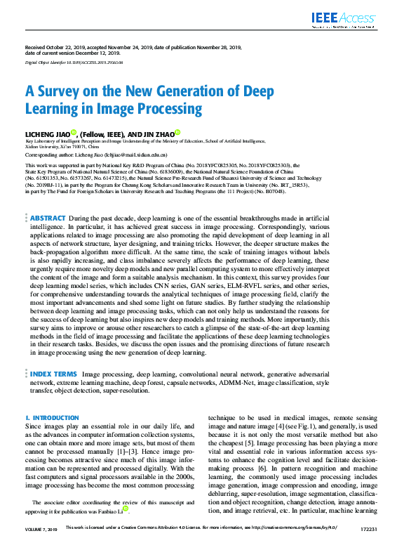 (PDF) A Survey on the New Generation of Deep Learning in Image Processing