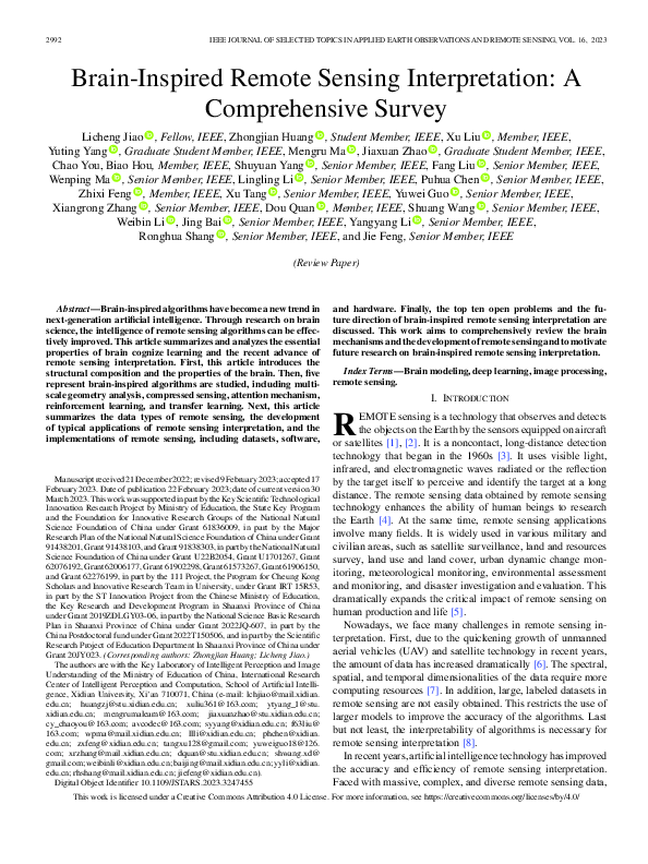 (PDF) Brain-Inspired Remote Sensing Interpretation: A Comprehensive Survey | Fang Liu and Weibin ...