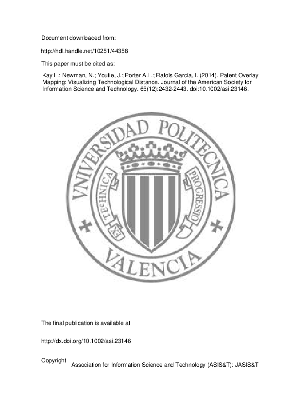 (PDF) Patent overlay mapping: Visualizing technological distance
