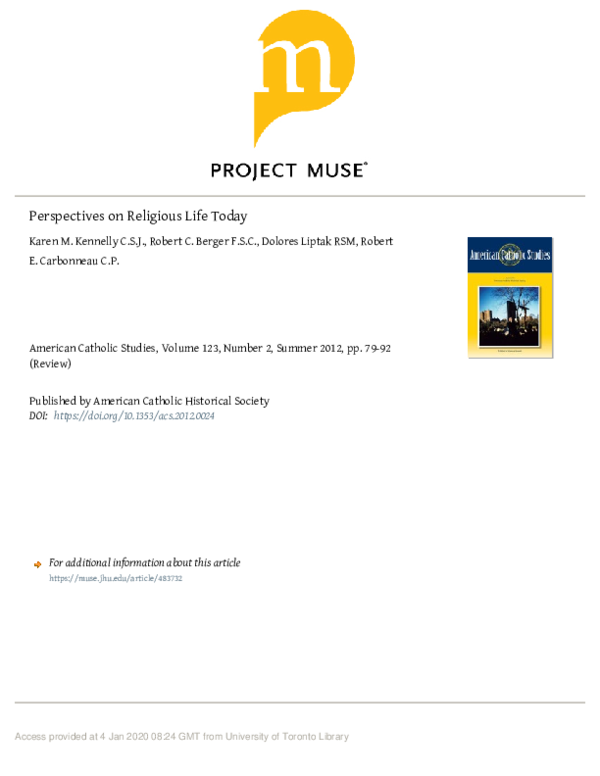 (PDF) Perspectives on Religious Life Today