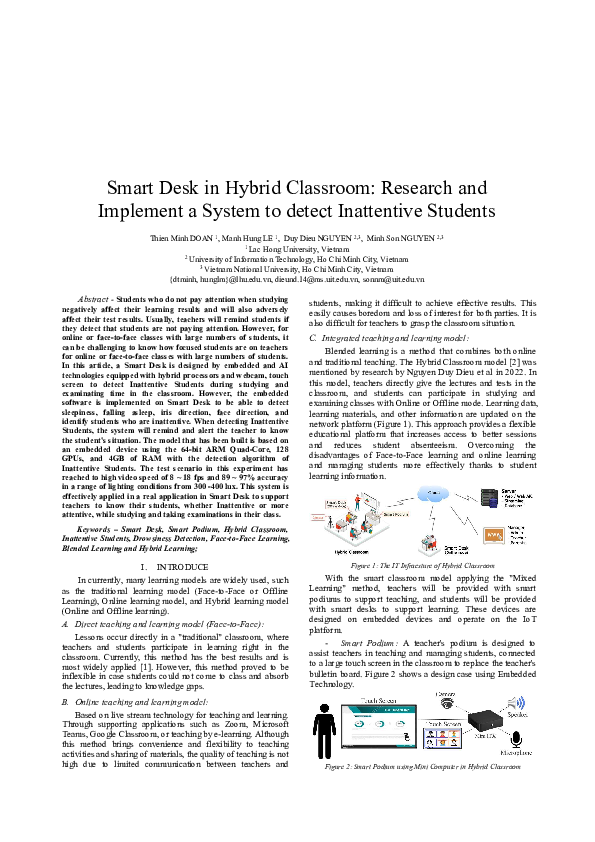 (PDF) Smart Desk in Hybrid Classroom: Research and Implement a System ...