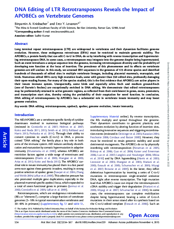 (PDF) DNA Editing of LTR Retrotransposons Reveals the Impact of APOBECs ...
