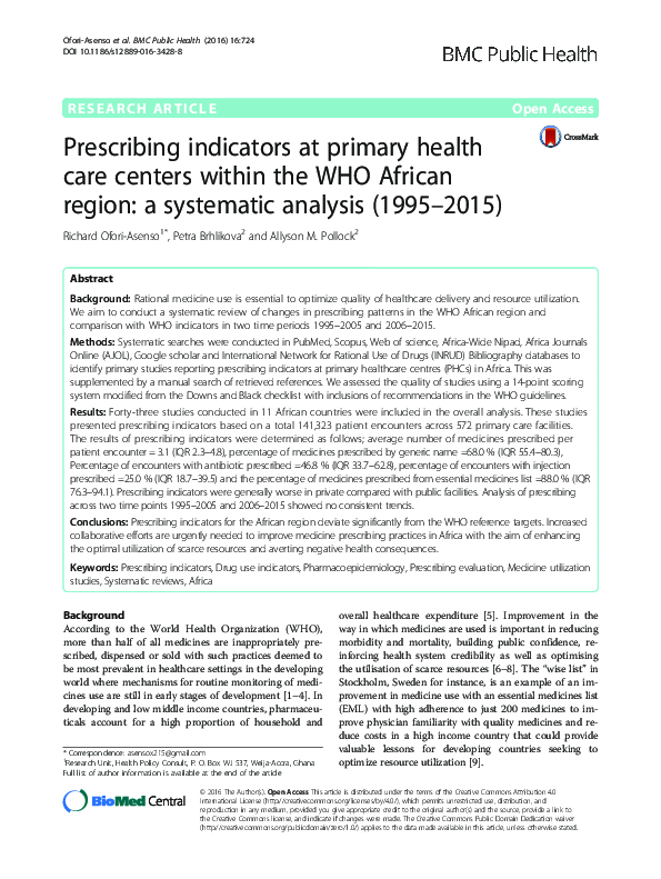 (PDF) Prescribing indicators at primary health care centers within the ...