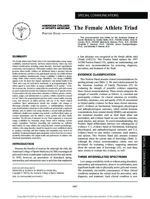 (PDF) The Female Athlete Triad | aurelia nattiv - Academia.edu