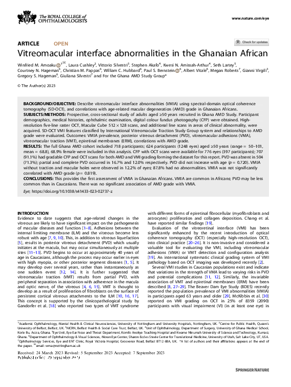 (PDF) Vitreomacular interface abnormalities in the Ghanaian African ...