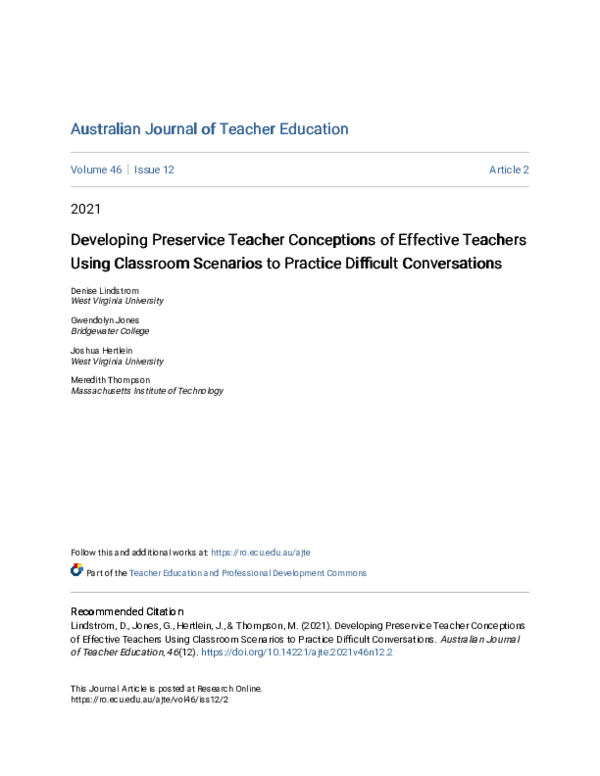 (PDF) Developing Preservice Teacher Conceptions of Effective Teachers ...