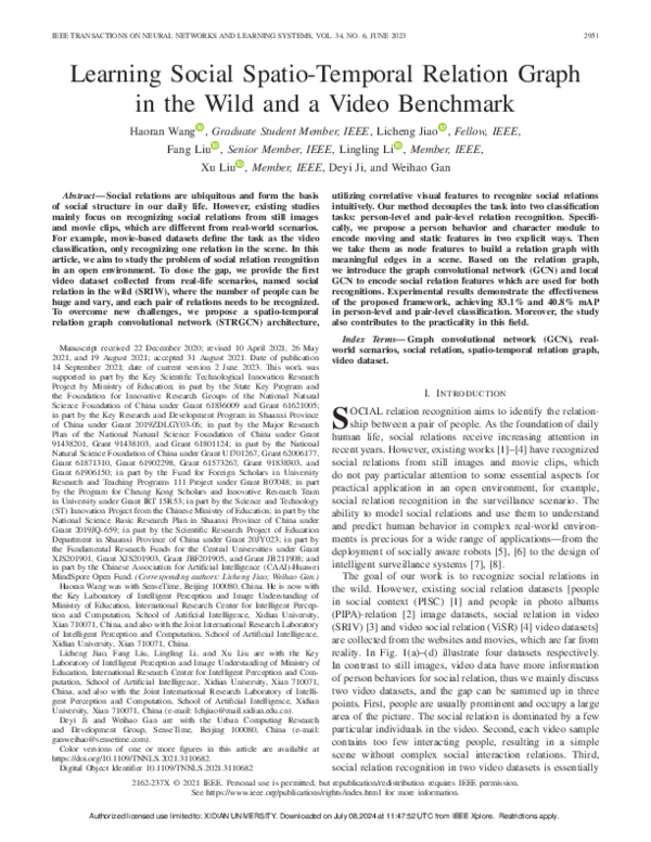 (PDF) Learning Social Spatio-Temporal Relation Graph in the Wild and a Video Benchmark