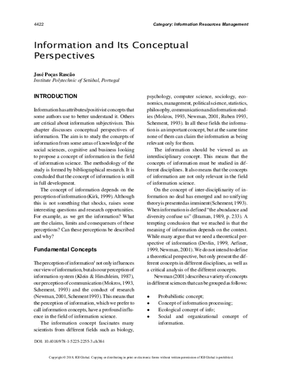 (PDF) Information and Its Conceptual Perspectives