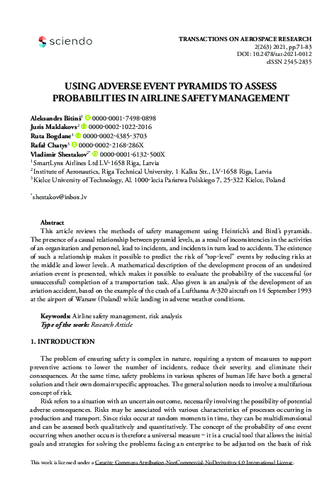 (PDF) Using Adverse Event Pyramids to Assess Probabilities in Airline ...